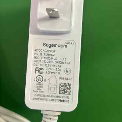 SAGEMCOM FAST 5688W GATEWAY TYPE C CHARGER 191694839- NPD36AUS | eBay