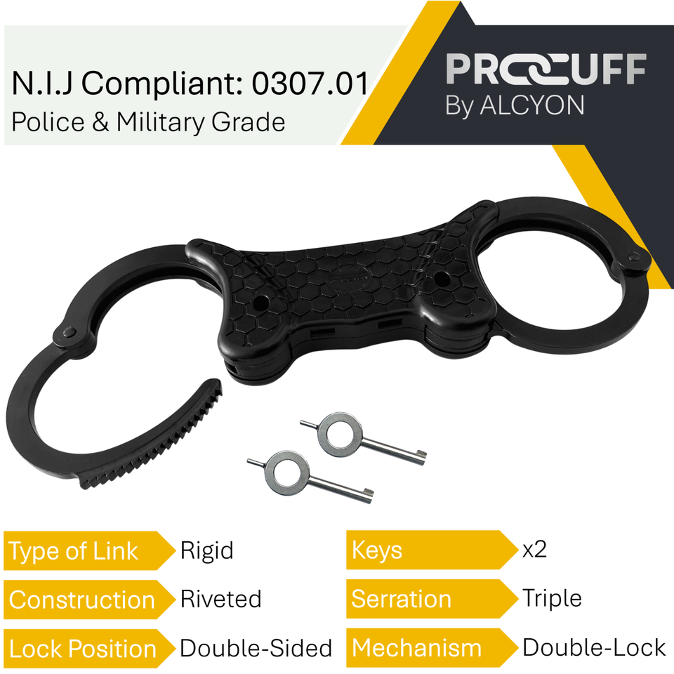 Alcyon Rigid Black Pro-Cuff Double Lock Security Military Police ...