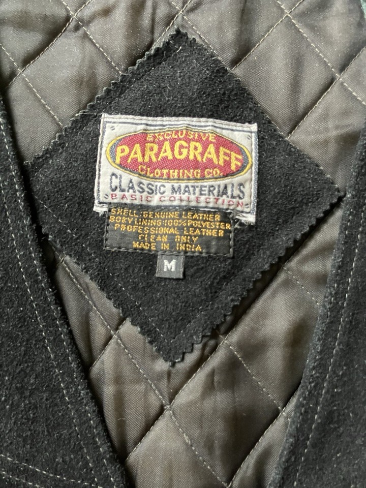 Vintage Paragraff Clothing Black Suede Quilt Vest Western Biker Snap ...