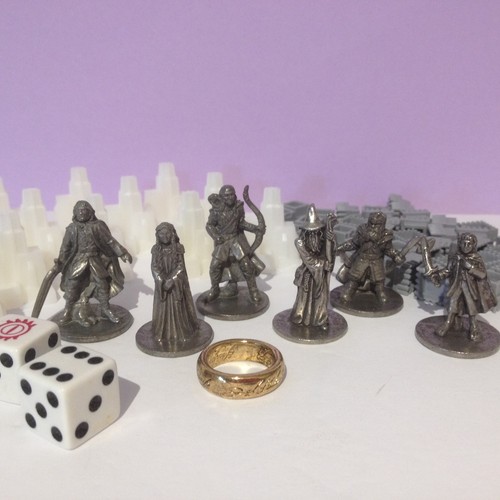 Monopoly Lord of the Rings Trilogy Pieces Ring + 6 Pewter Tokens + Dice ...