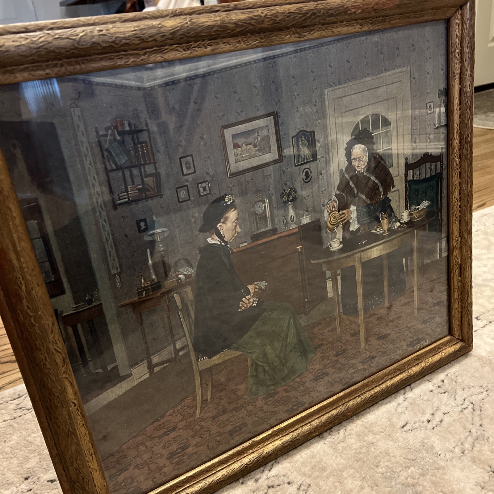 Rare Framed Vintage Art Peter Phillipi “The Gossips” Painting Print ...