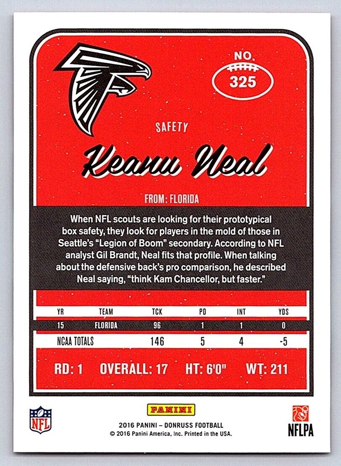 2016 Donruss Press Proofs Blue #325 Keanu Neal RC | eBay
