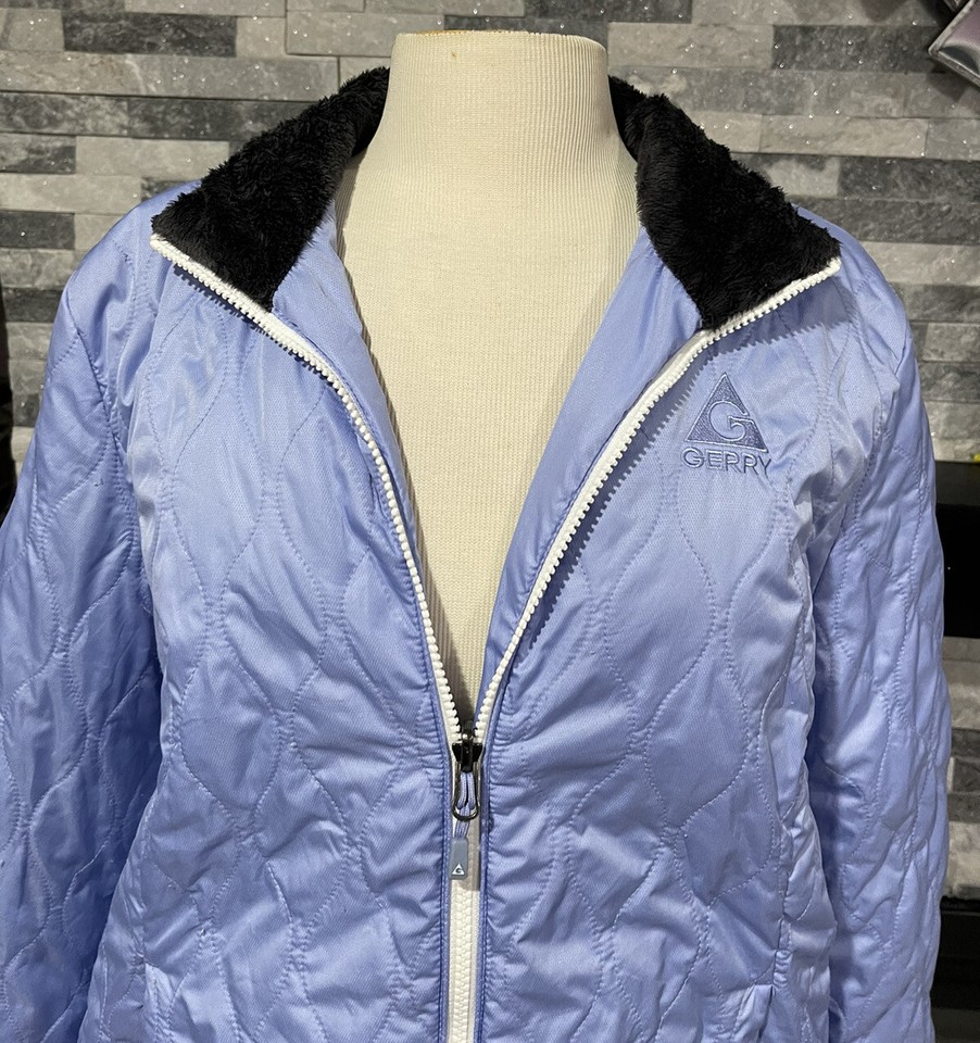 Womens Gerry Aqua Ice Blue Quilted Puffy Jacket~Front Zip~Sz XL | eBay