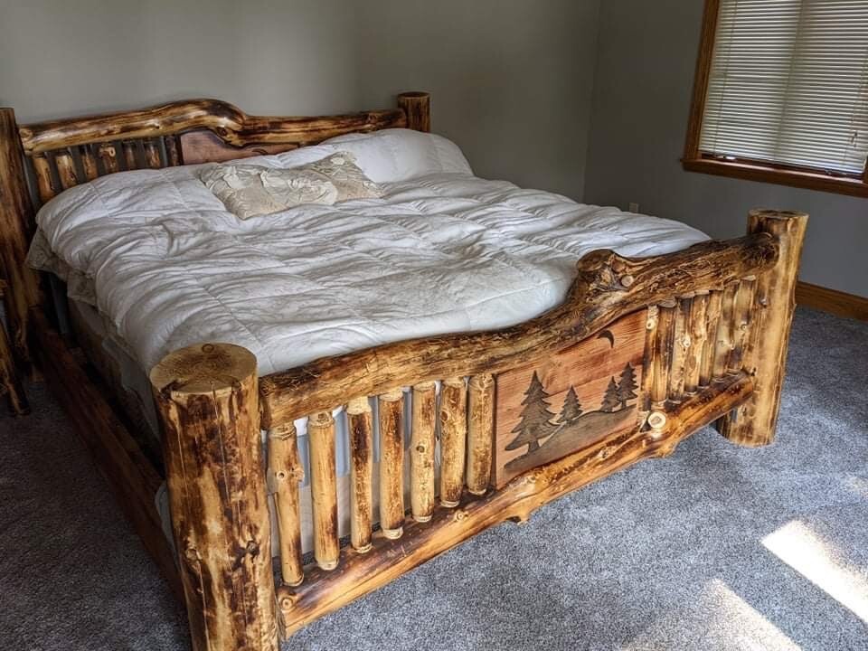 Log bed frame king store