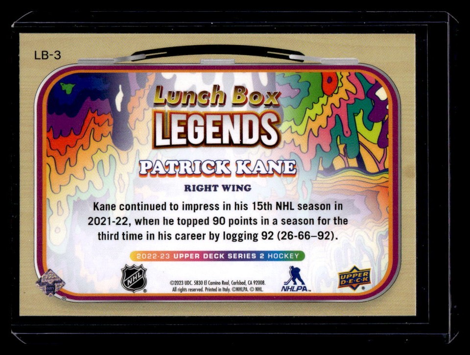2022 UD Series 2 Lunch Box Legends Patrick Kane #LB-3 Chicago ...