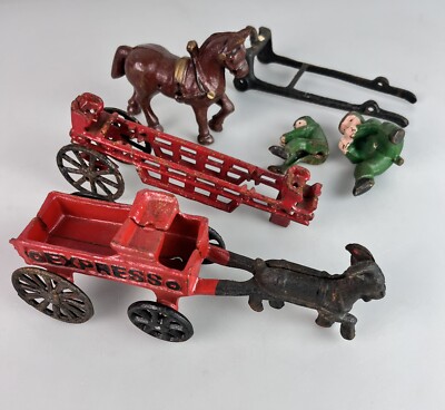 Vintage Cast Iron Express Goat Wagon Toy, Fire Truck Ladder Wagon ...