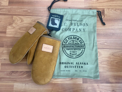 Filson Workshop Shearling Mittens (S) Men NEW Sheepskin Saddle Brown ...
