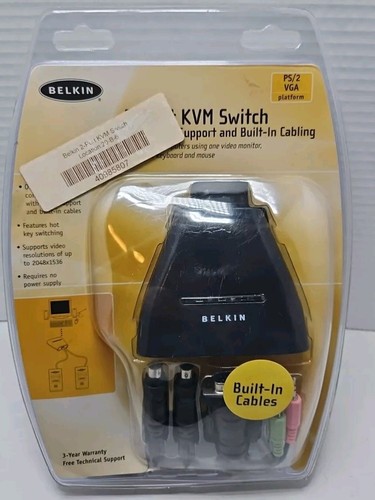 BELKIN 2-PORT KVM SWITCH WITH AUDIO SUPPORT AND BUILT-IN CABLING ...