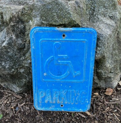 Vintage Heavy Metal Steel Embossed Street Handicap Parking Sign ...