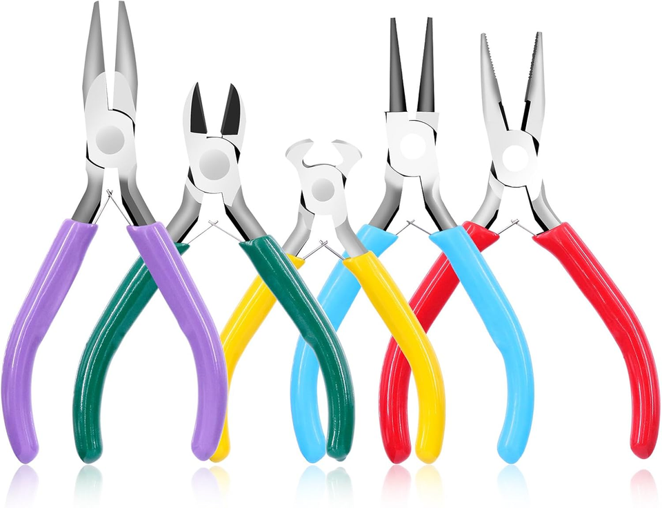 5Pcs Jewelry Pliers Set Includes Long Nose Pliers, Diagonal Wire Cutter ...