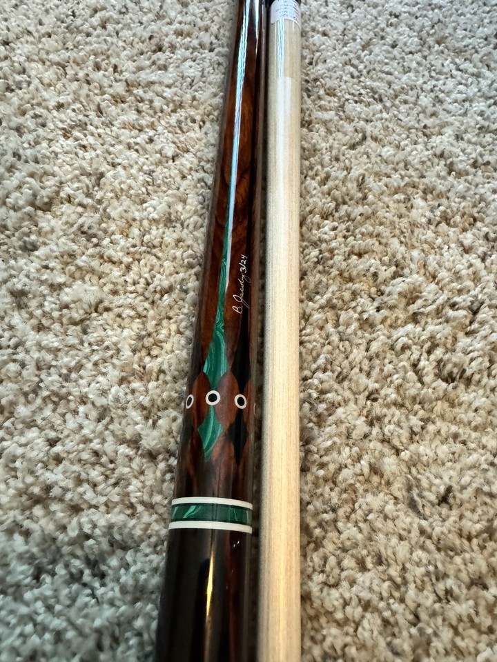 JACOBY CUSTOM CUE ULTRA PRO 12.75MM 29" COCO-EBONY-MALACHITE WRAPLESS | eBay