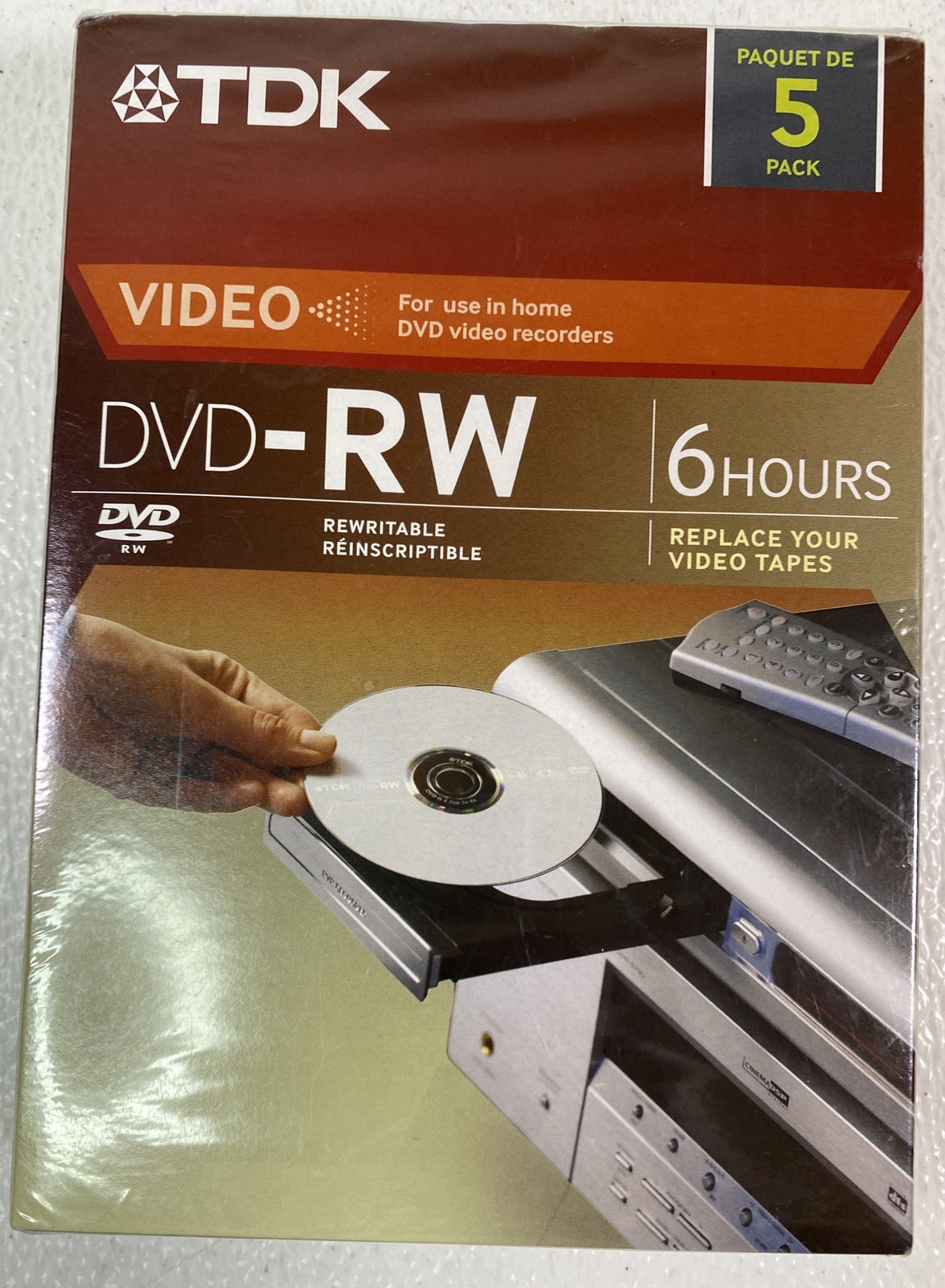 TDK DVD-RW 2X 4.7GB FIVE (5) Pack Rewriteable DVD’s Six Hours NEW ...