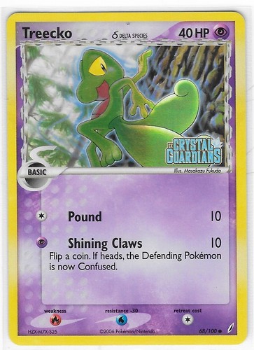 POKEMON CARD - TREECKO 68/100 EX CRYSTAL GUARDIANS REVERSE FOIL LP/NM ...