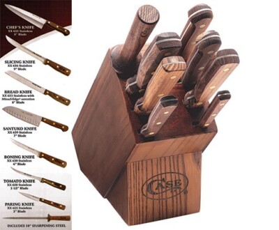 NEW CASE XX USA MADE 9 PIECE KITCHEN CUTLERY KNIFE SET & BLOCK #10249 ...