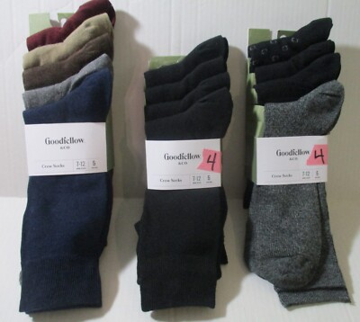 Goodfellow Dress socks crew length Choice of Colors 4-5pr Shoe 7-12 ...