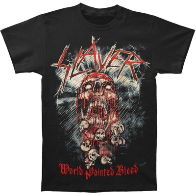 Men's Slayer World Painted Blood Skull T-shirt Small Black | eBay