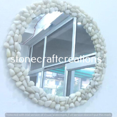 Wall Mirror, Handmade Art Gemstone Inlay Crystal Mirror, Stone Mirror ...