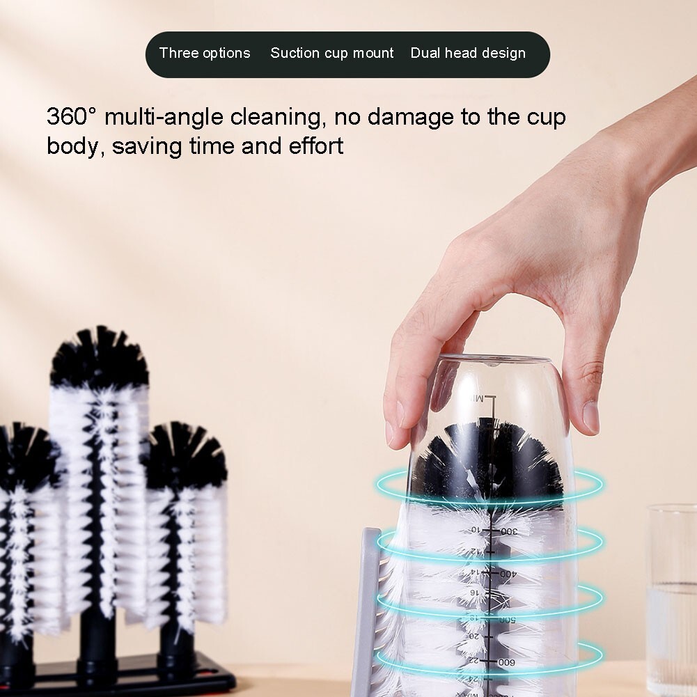 Cup Brush Bristle Glass Cleaner Bar For Scrubbing For Sink With Suction ...