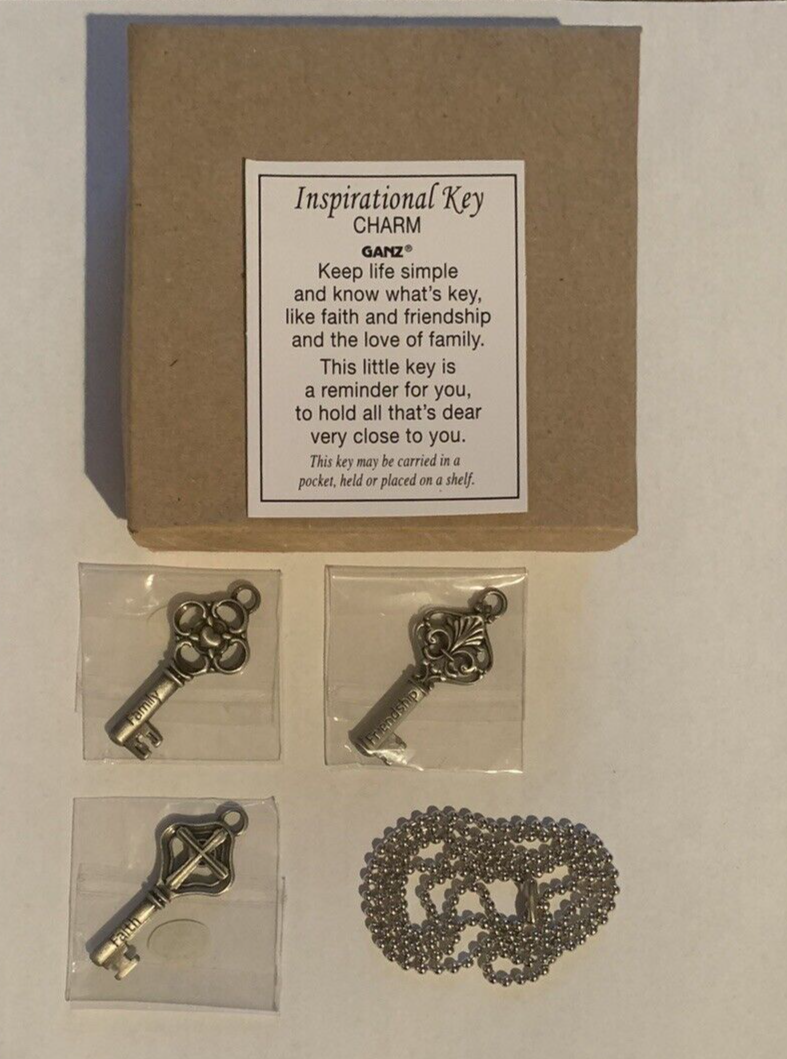 Ganz Inspirational Key Charms Necklace Faith Family Friendship Silver ...