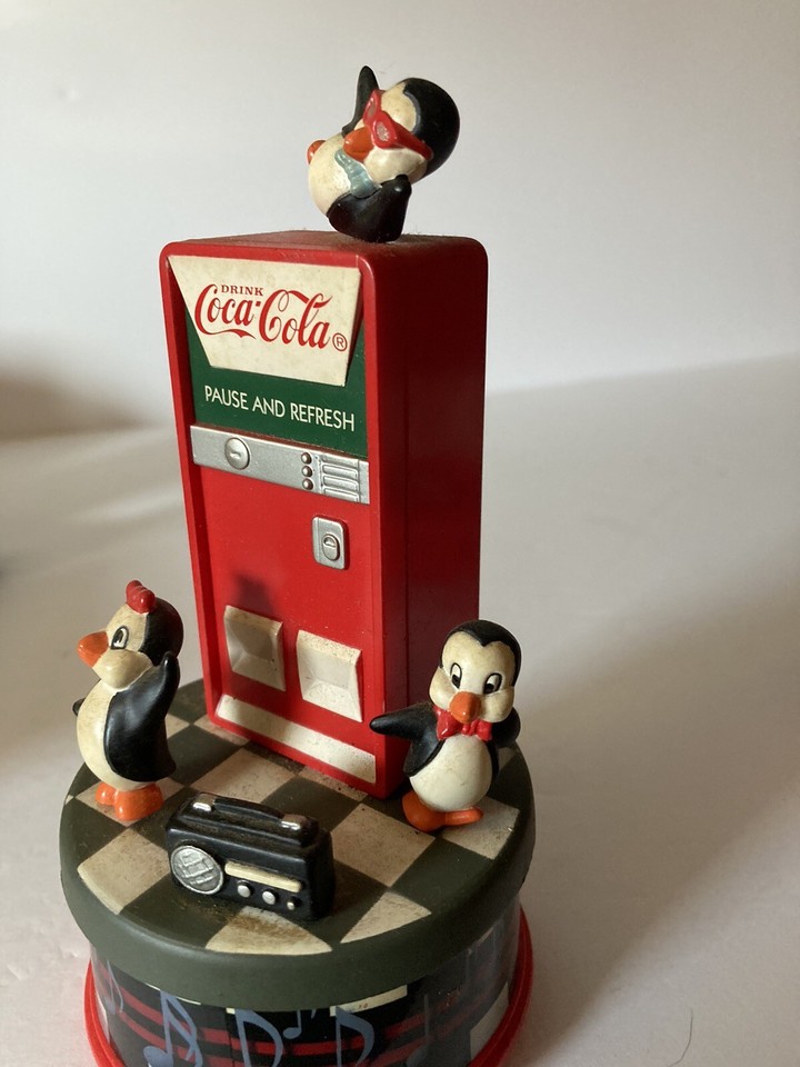 1997 Coca Cola Music Box wind up Penguins dancing spinning | eBay