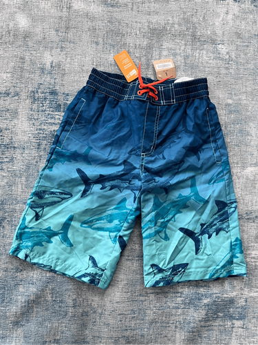 NWT! Crazy 8 Ombre Blue Shark Swim Trunks Boys Large (10 - 12) | eBay