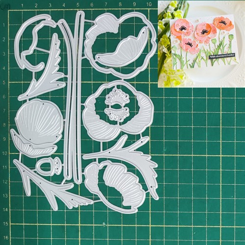 Poppy Blooms Metal Cutting Dies Stencils for Scrapbooking DIY Paper ...