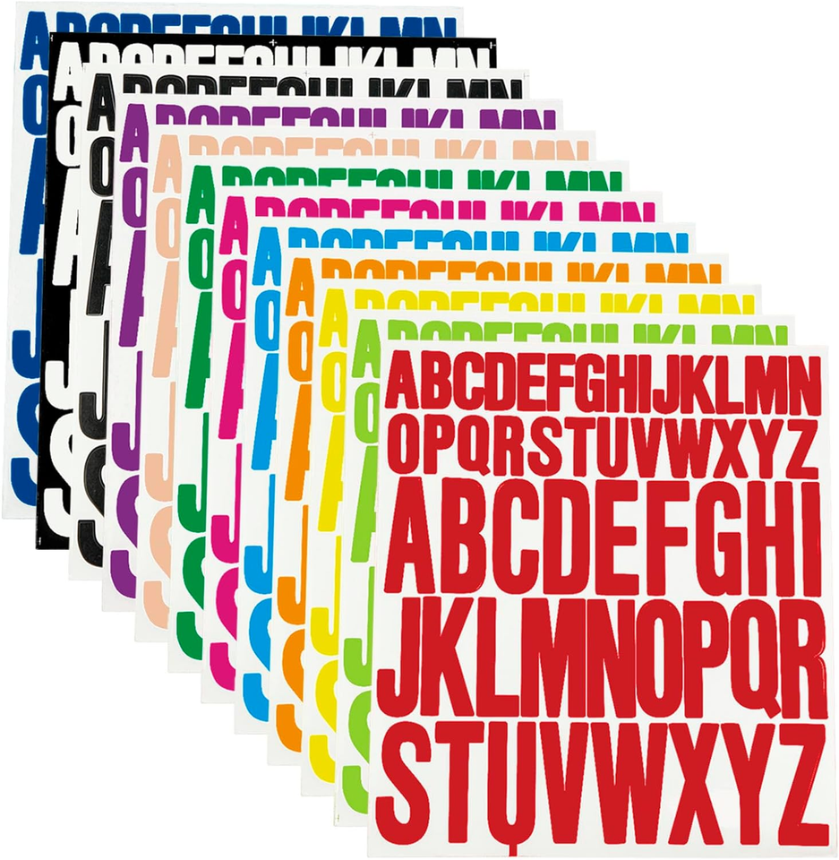 24 Sheets Alphabet Stickers, Letter Stickers 2 Inch and 3 Inch, Vinyl ...