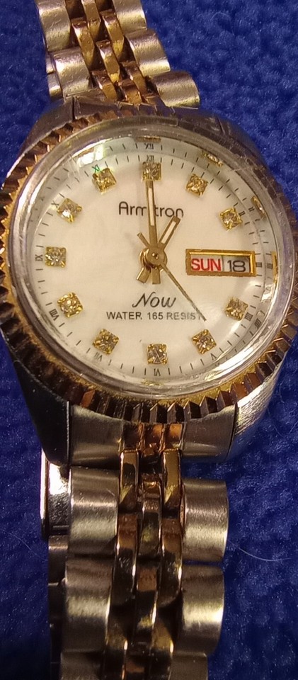 Armitron Now Watch Women Silver Gold Two Tone 25mm WR 165FT 7" Band MOP ...