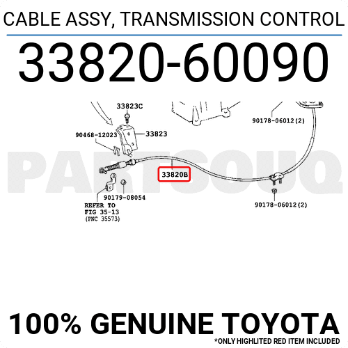 3382060090 Genuine Toyota CABLE ASSY, TRANSMISSION CONTROL 33820-60090 ...