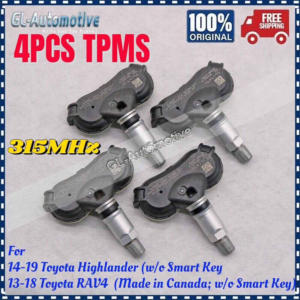 4PCS Tire Pressure Sensor TPMS For Toyota Highlander 14-19 W/O Smart ...