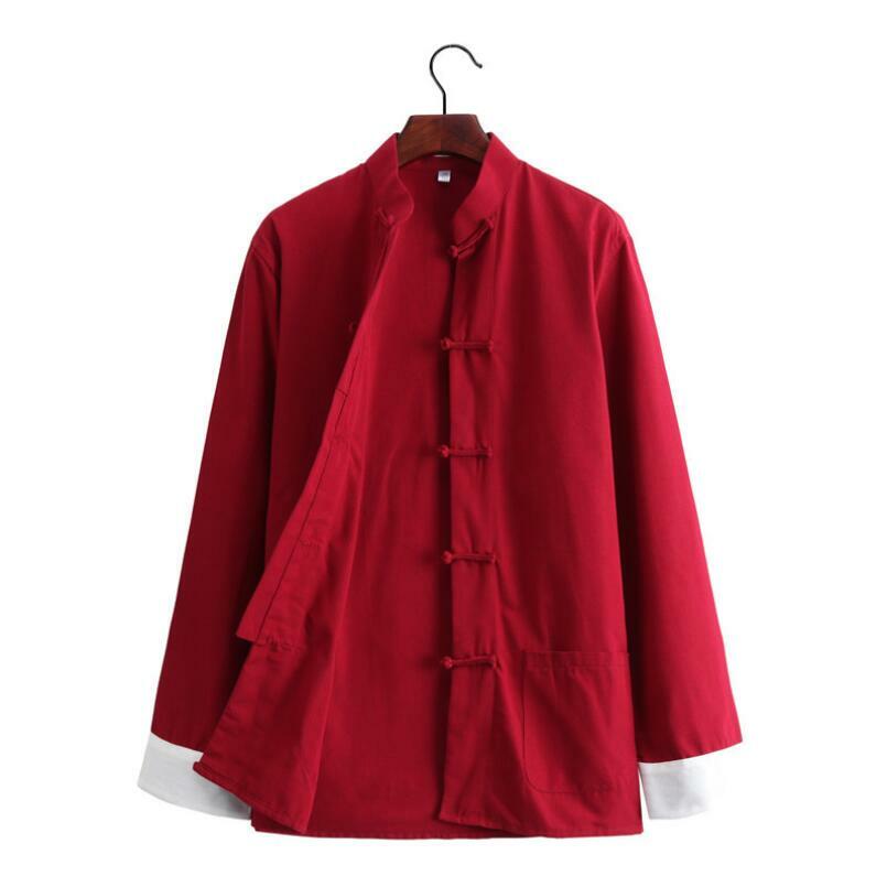 Mens Traditional Chinese Tang Suit Coat Tops Wing Chun Kung Fu Tai Chi ...