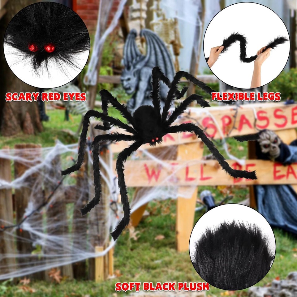 Halloween Spider Decorations Outdoor Indoor 8 Pcs Giant Outside Spiders ...