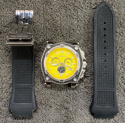 CALABRIA SWISS Autunno Yellow Dial Chronograph Men's Watch Carbon Fiber ...