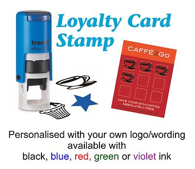Personalised Loyalty Card rubber Stamp, logo, business, reward scheme ...