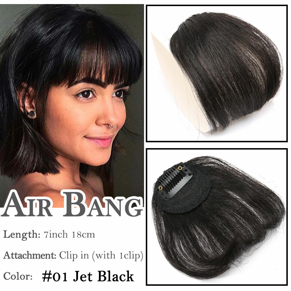Neat Bangs Clip In Air Bang 100% Real Remy Human Hair Front Bang Hair ...