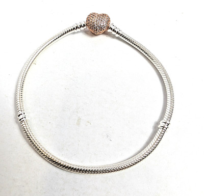Authentic Pandora Bracelet, Rose Pave Heart Clasp, #586292CZ | eBay