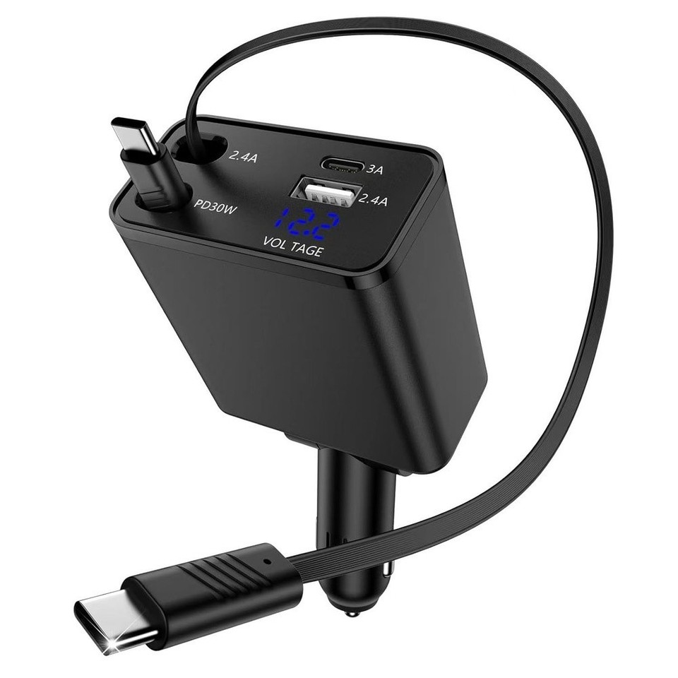 4 in 1 Vehicle Car Charger Socket Adapter with Voltage Display for ...