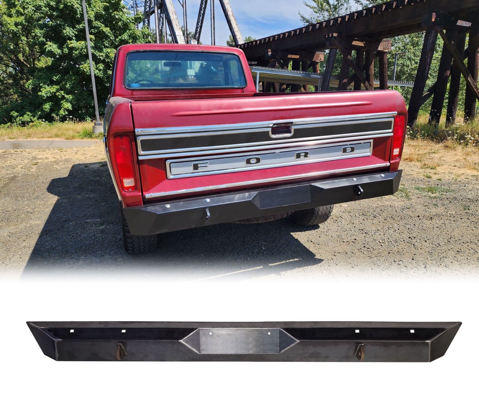 1964-1979 Ford F100 F150 F250 Rear Steel Bumper | RAW STEEL | 8 in ...