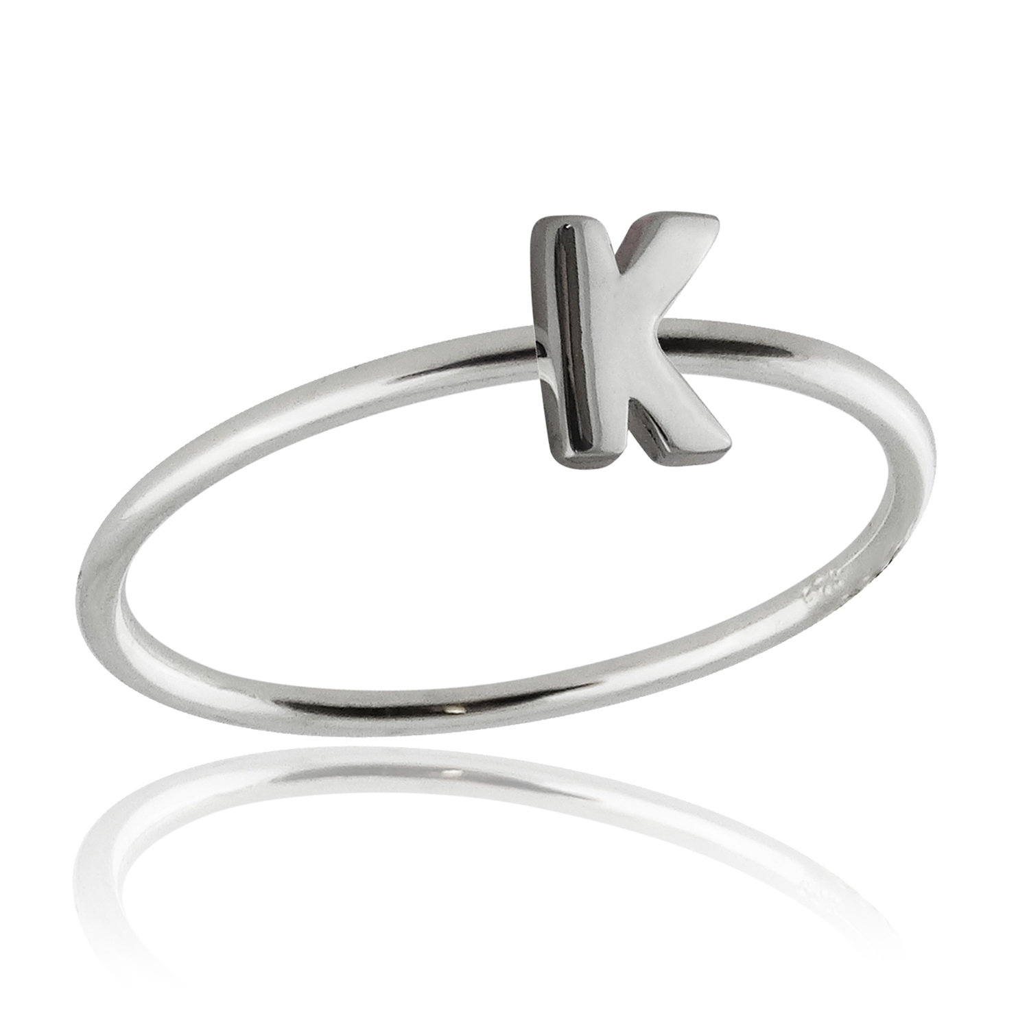 Stacking Letter Initial Ring A-Z - 925 Sterling Silver - Word Alphabet ...