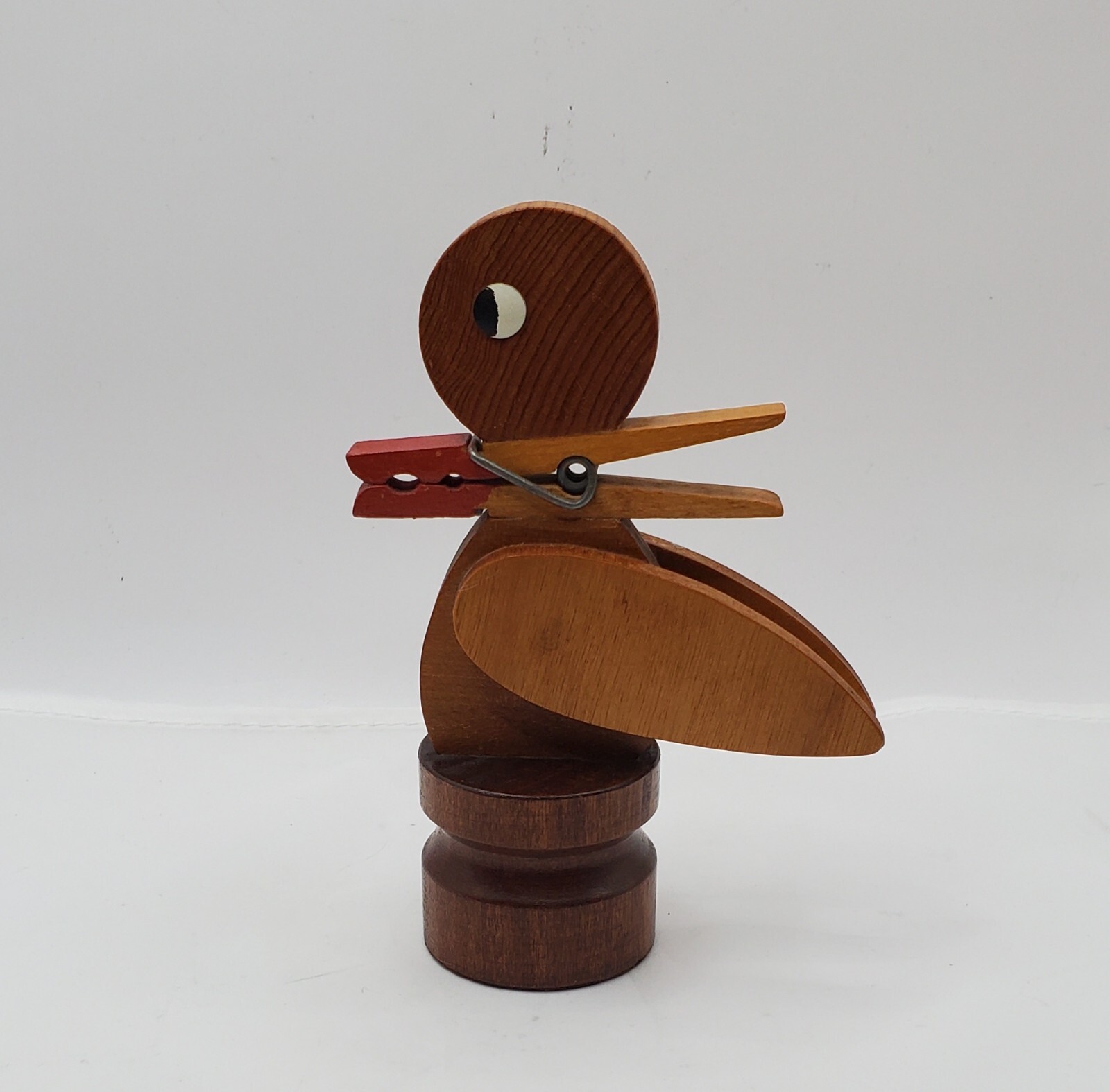 Vintage DUCK Receipt Cards Holder Folk Art Wood Hand made Woth Cloth ...