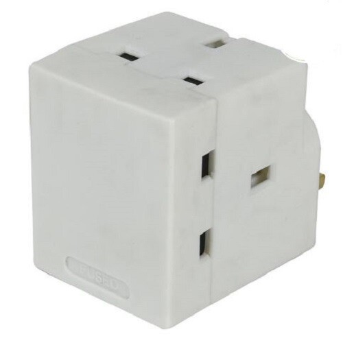 3 WAY ADAPTOR 3 PIN MAINS SOCKET 13 AMP DOUBLE HOUSEHOLD MULTI PLUG ...