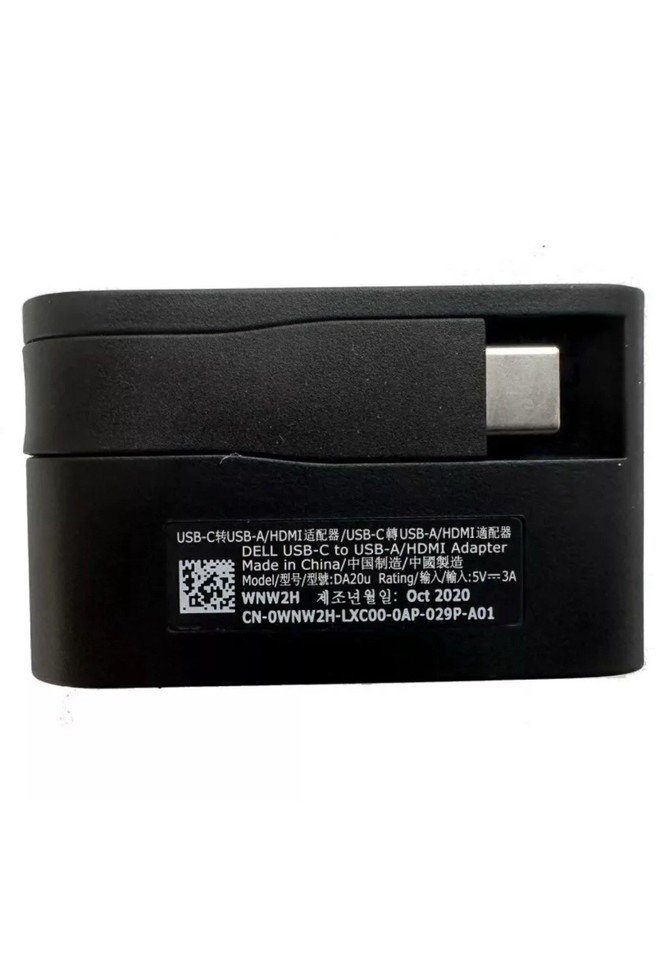 For Dell DA20 USB Type-C Adapter HDMI / USB WNW2H XPS Adapter multi ...