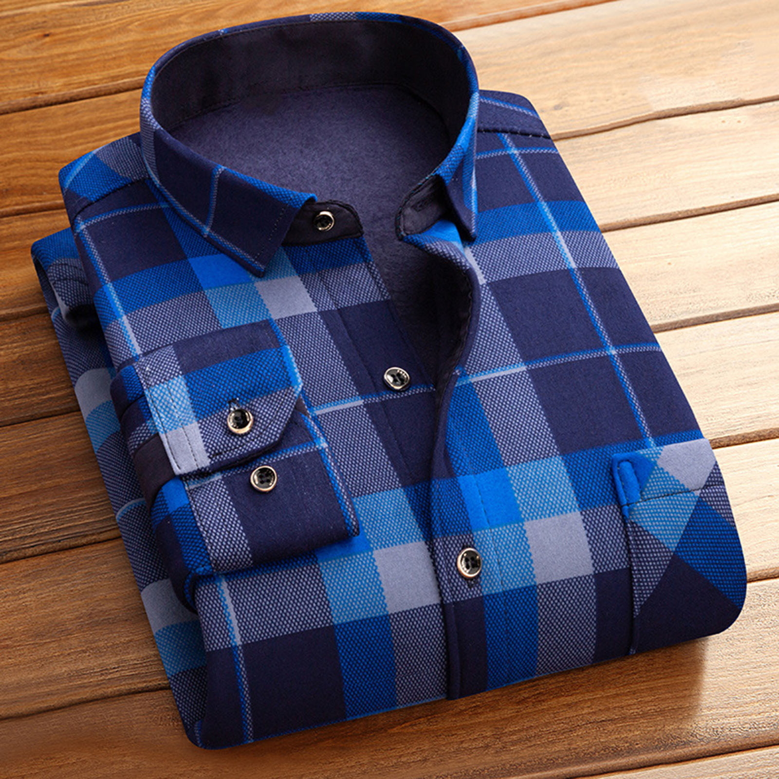 Button Closure Shirt Checkered Men Stylish Men's Plaid with Soft ...