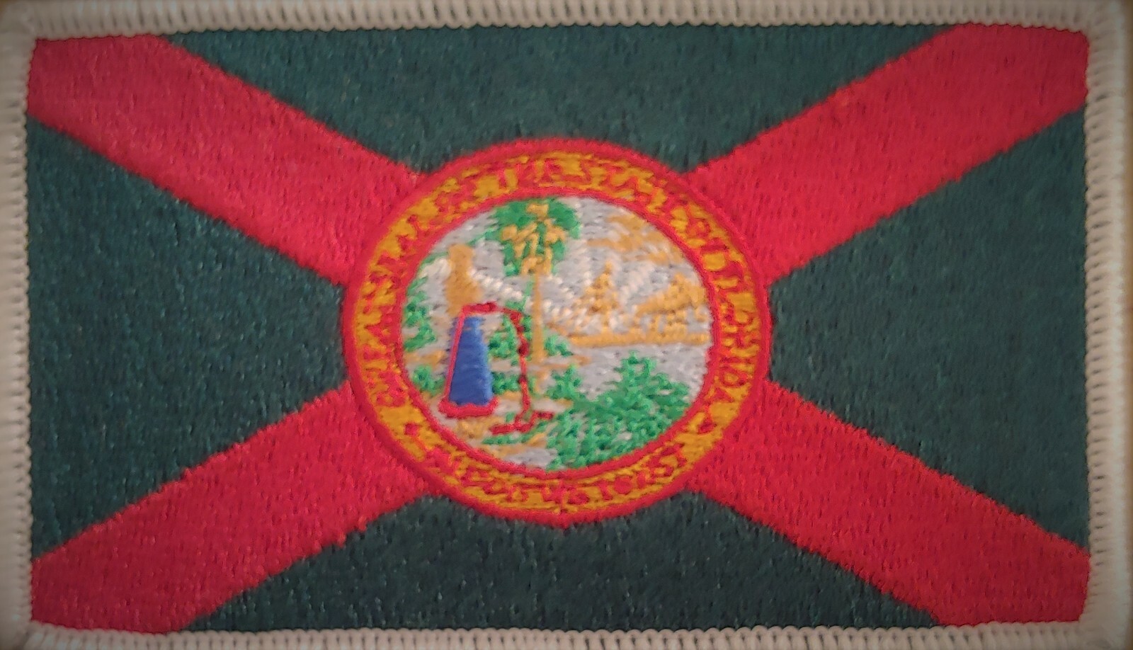 FLORIDA State Flag Patch Iron-On Sew Tactical Evergreen Version White ...