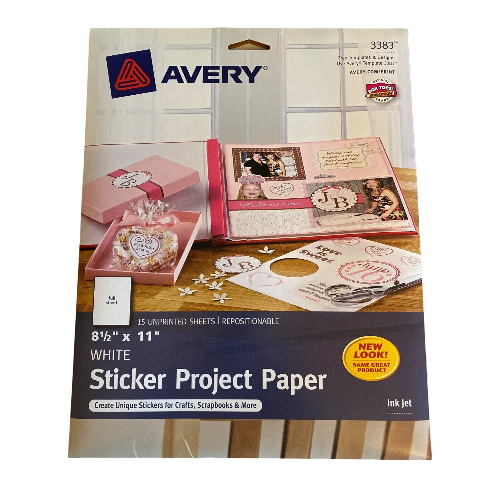 Avery 3383 Printable Sticker Paper, 8.5" x 11" Repositionable Sticker ...
