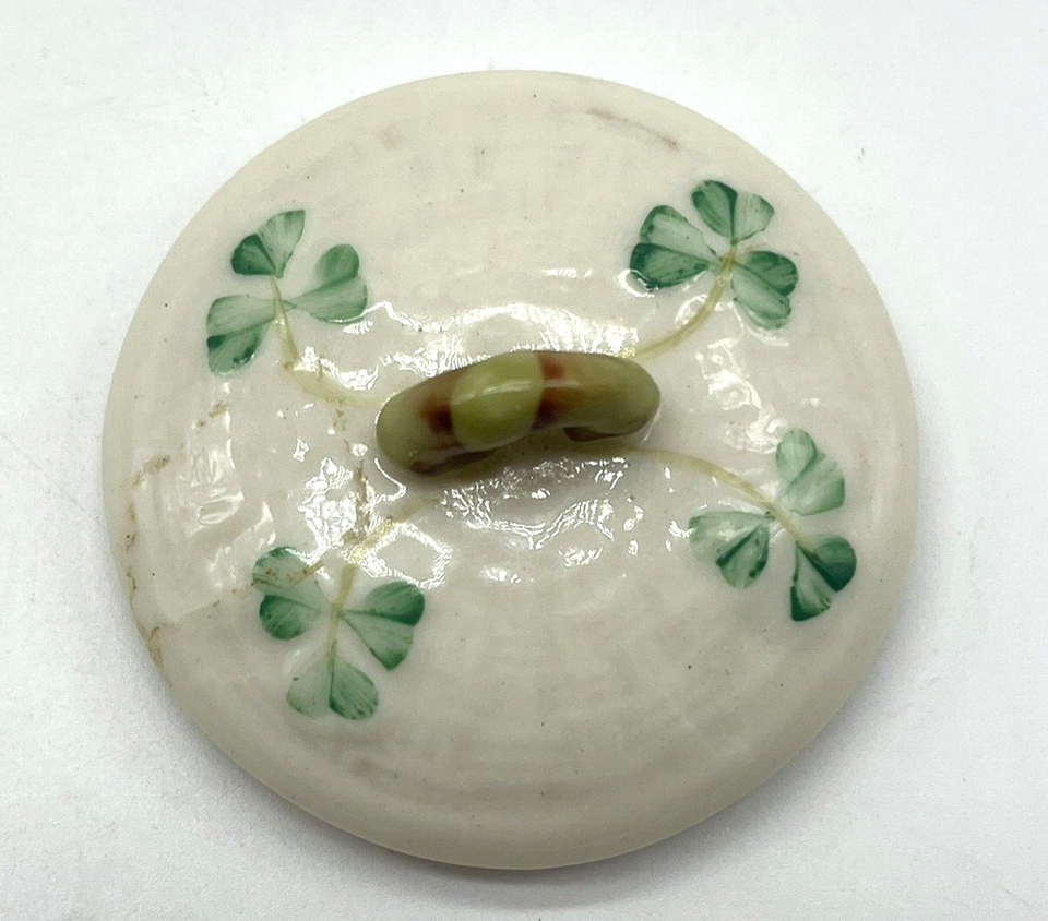 Vintage Belleek 6TH GREEN MARK Irish Shamrock Basket Weave Bee Hive Jar ...