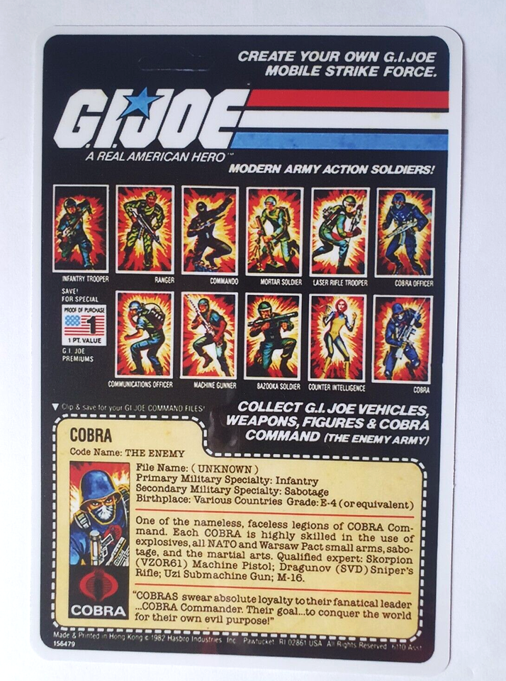 REPRO Reproduction GI JOE CUSTOM COBRA TROOPER CARDBACK Action Figure ...