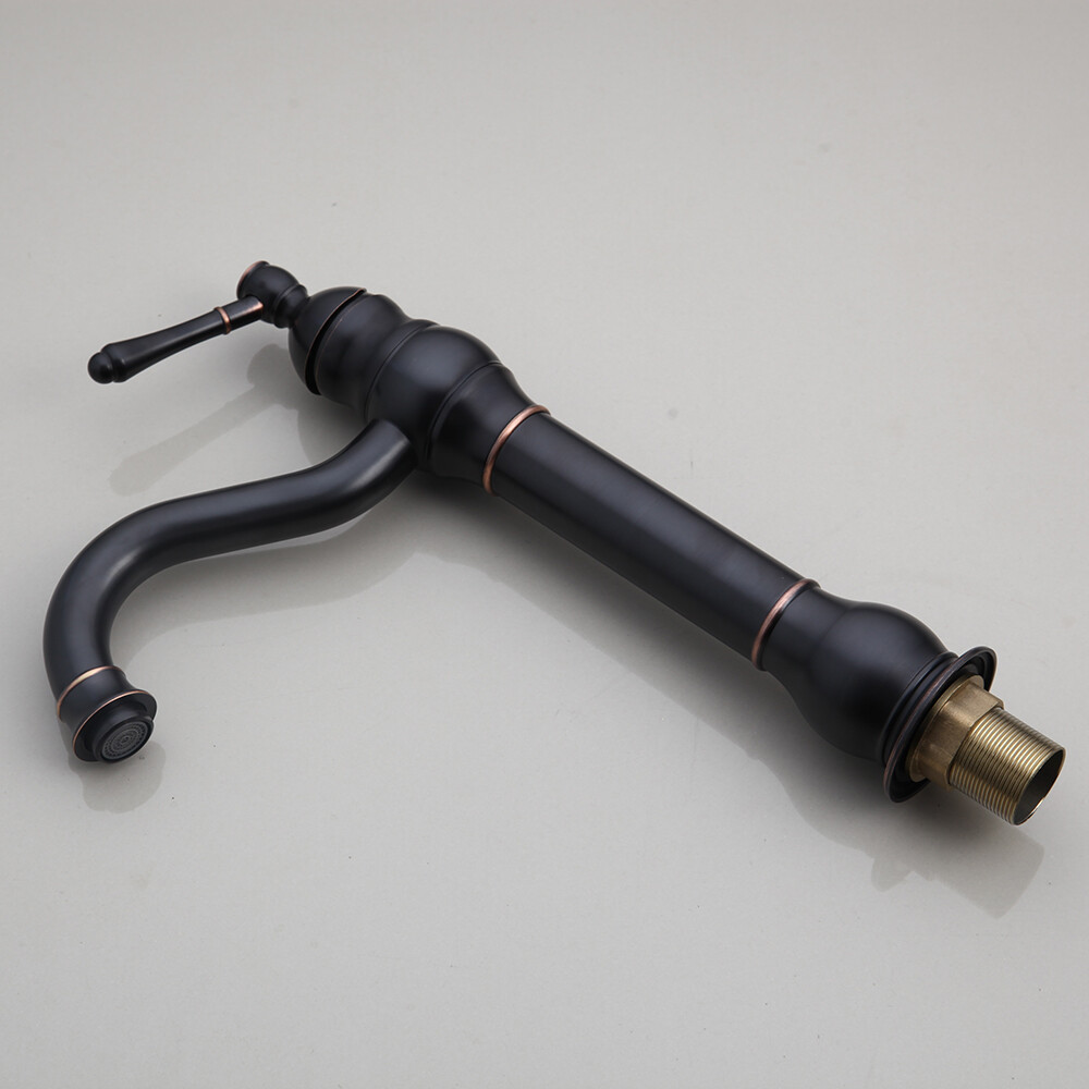 Oil Rubbed Bronze Bathroom Faucet Deck Mount Single Hole Vessel Sink ...