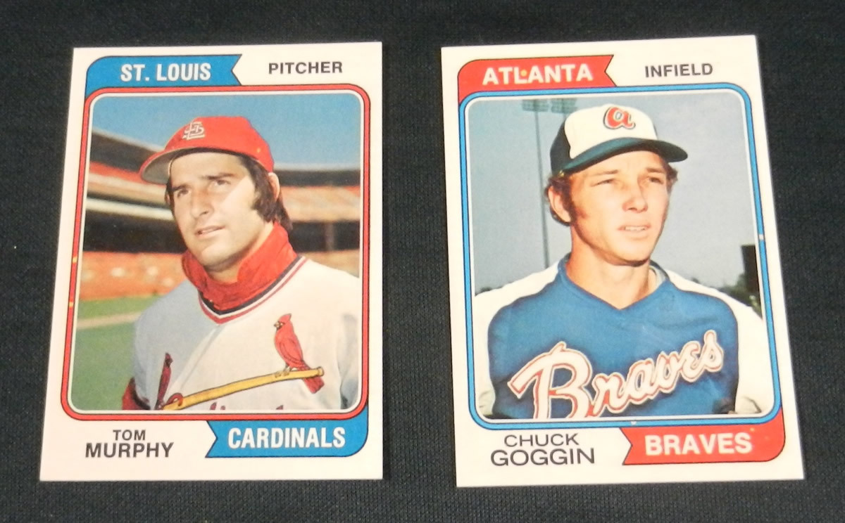 1974 Topps TOM MURPHY#496& CHUCK GOGGIN#457/WRONG Front-Back&Back-Front ...