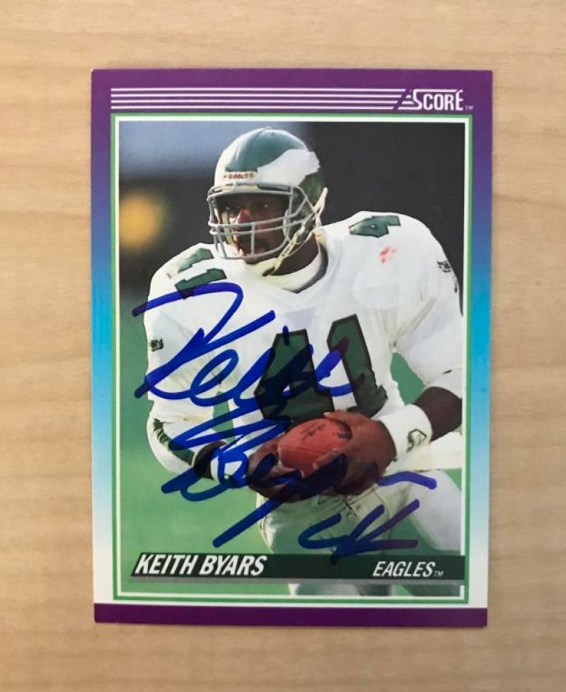 KEITH BYARS PHILADELPHIA EAGLES SIGNED AUTOGRAPHED 1990 SCORE CARD #159 ...